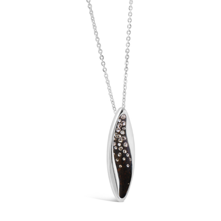 Natural Diamond And Obsidian Stone Necklace | Ocean-Inspired Jewelry